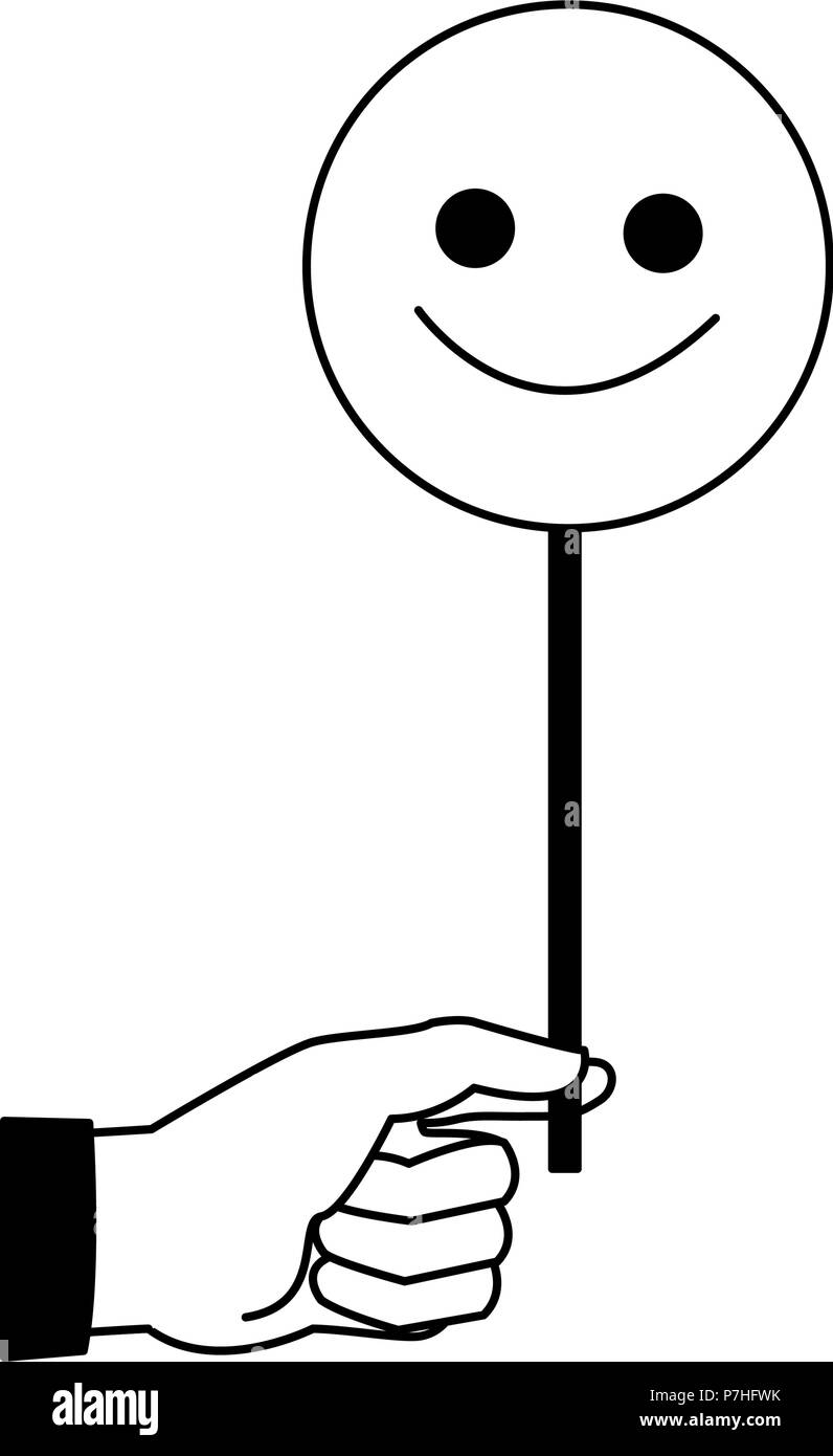 Hand holding emoticon lollipop vector illustration graphic design Stock ...