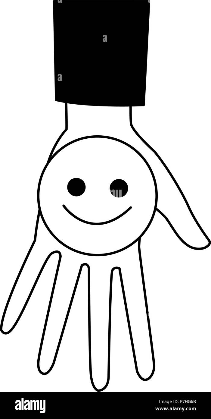 Hand with smile emoticon vector illustration graphic design Stock ...