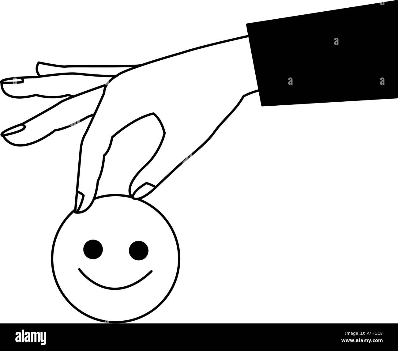 Hand with smile emoticon vector illustration graphic design Stock ...