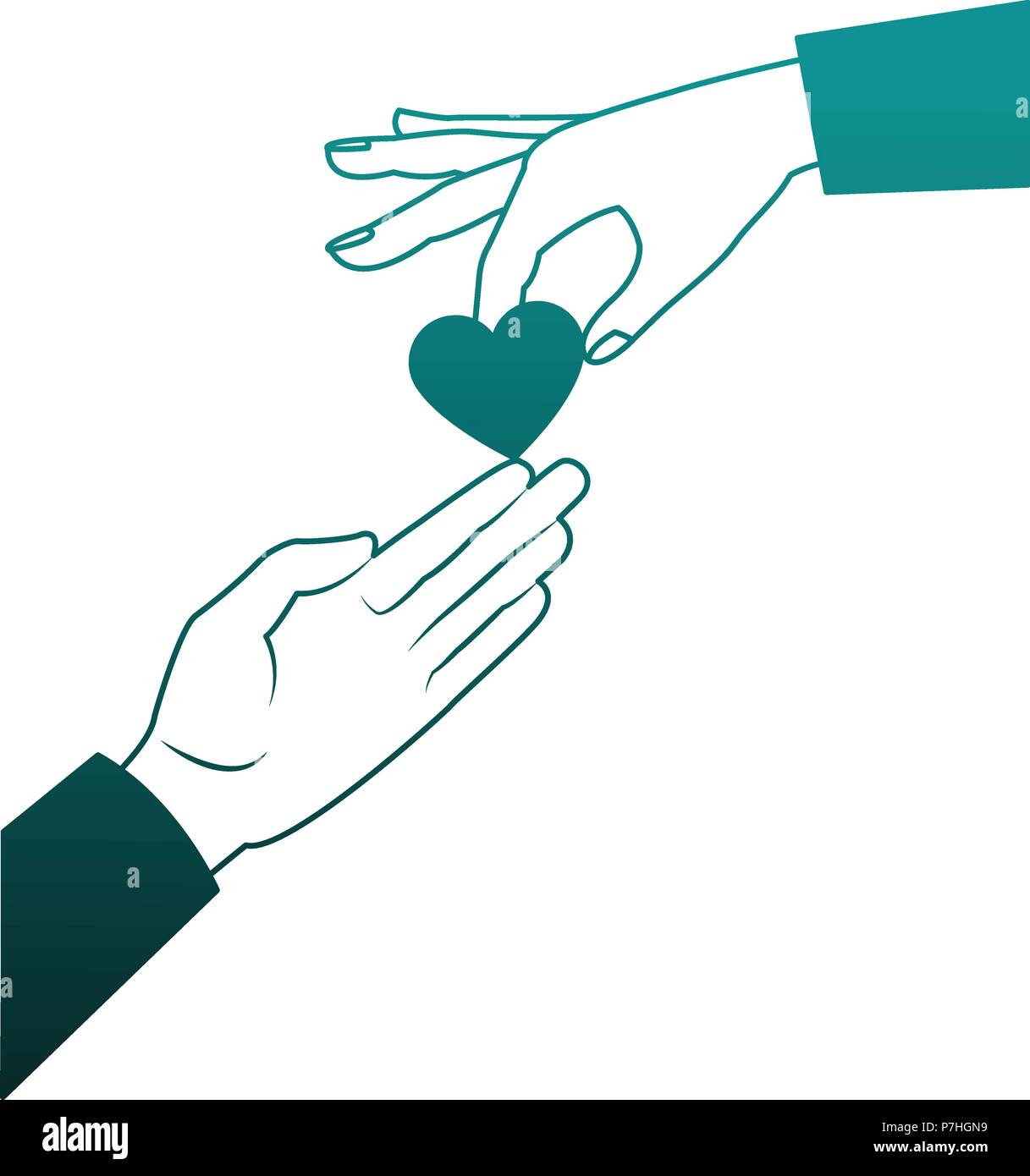 Hand passing heart to other hand vector illustration graphic design ...