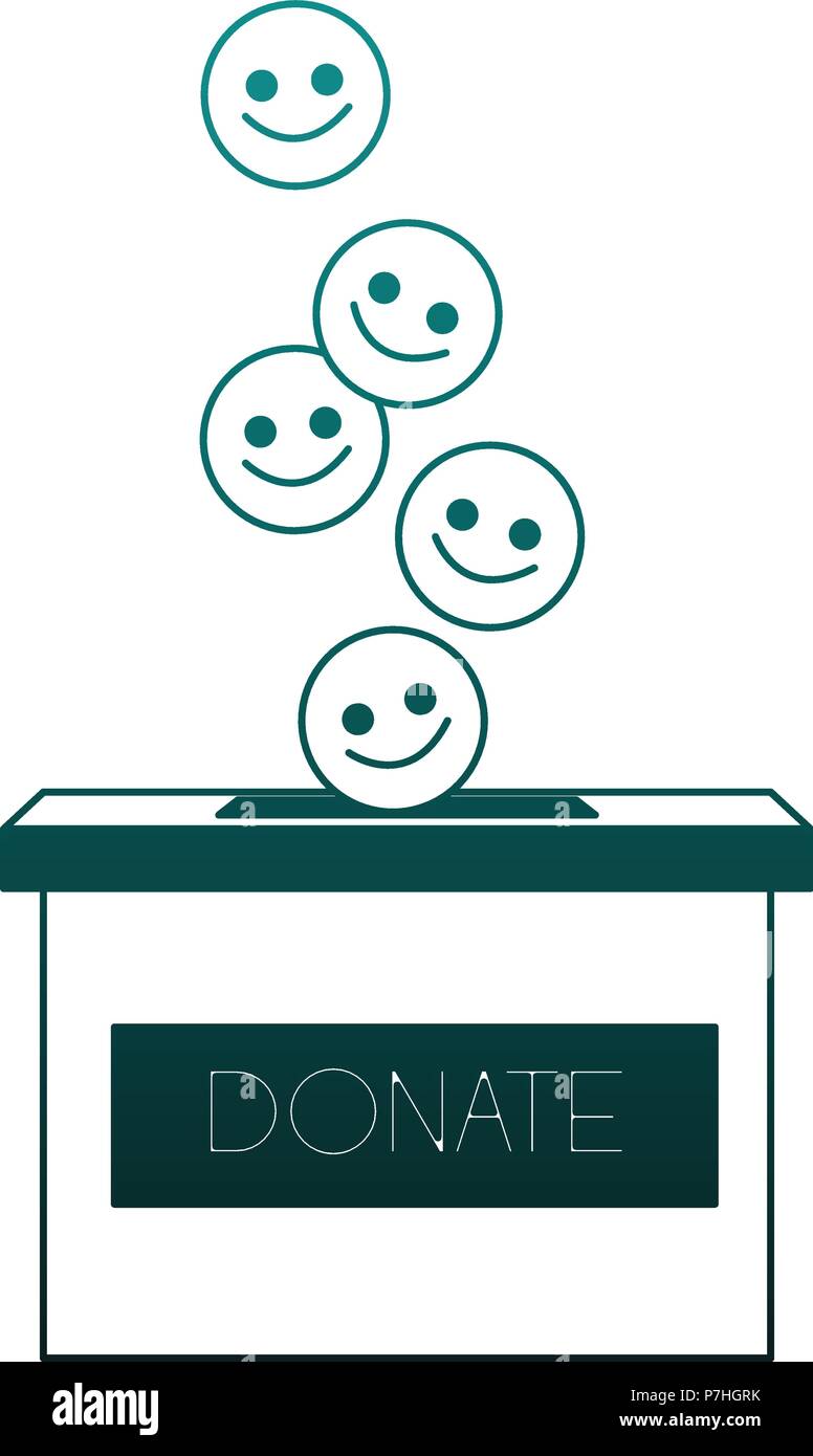 Donate box with smile emoticons vector illustration graphic design ...