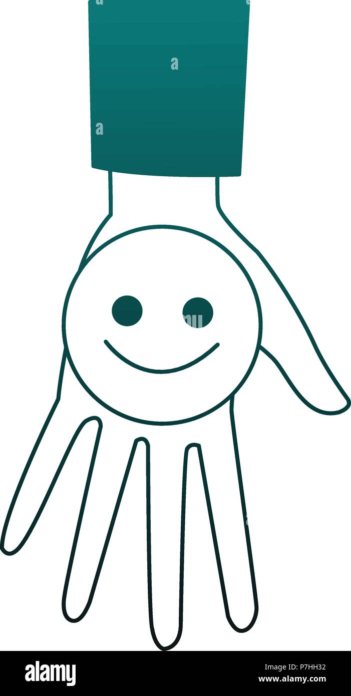 Hand with smile emoticon vector illustration graphic design Stock ...