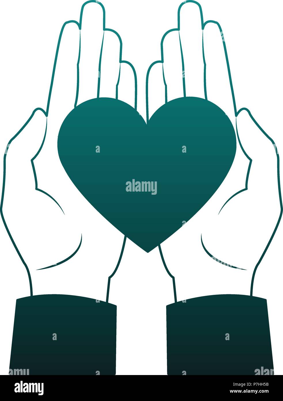 Hand passing heart to other hand vector illustration graphic design ...
