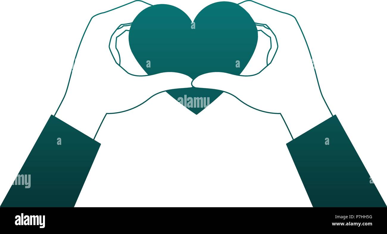Hand passing heart to other hand vector illustration graphic design ...