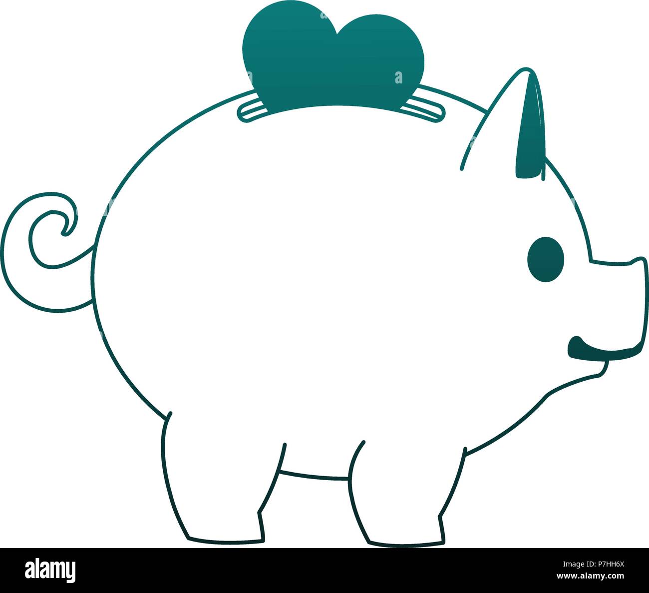 Heart into piggy vector illustration graphic design Stock Vector Image ...