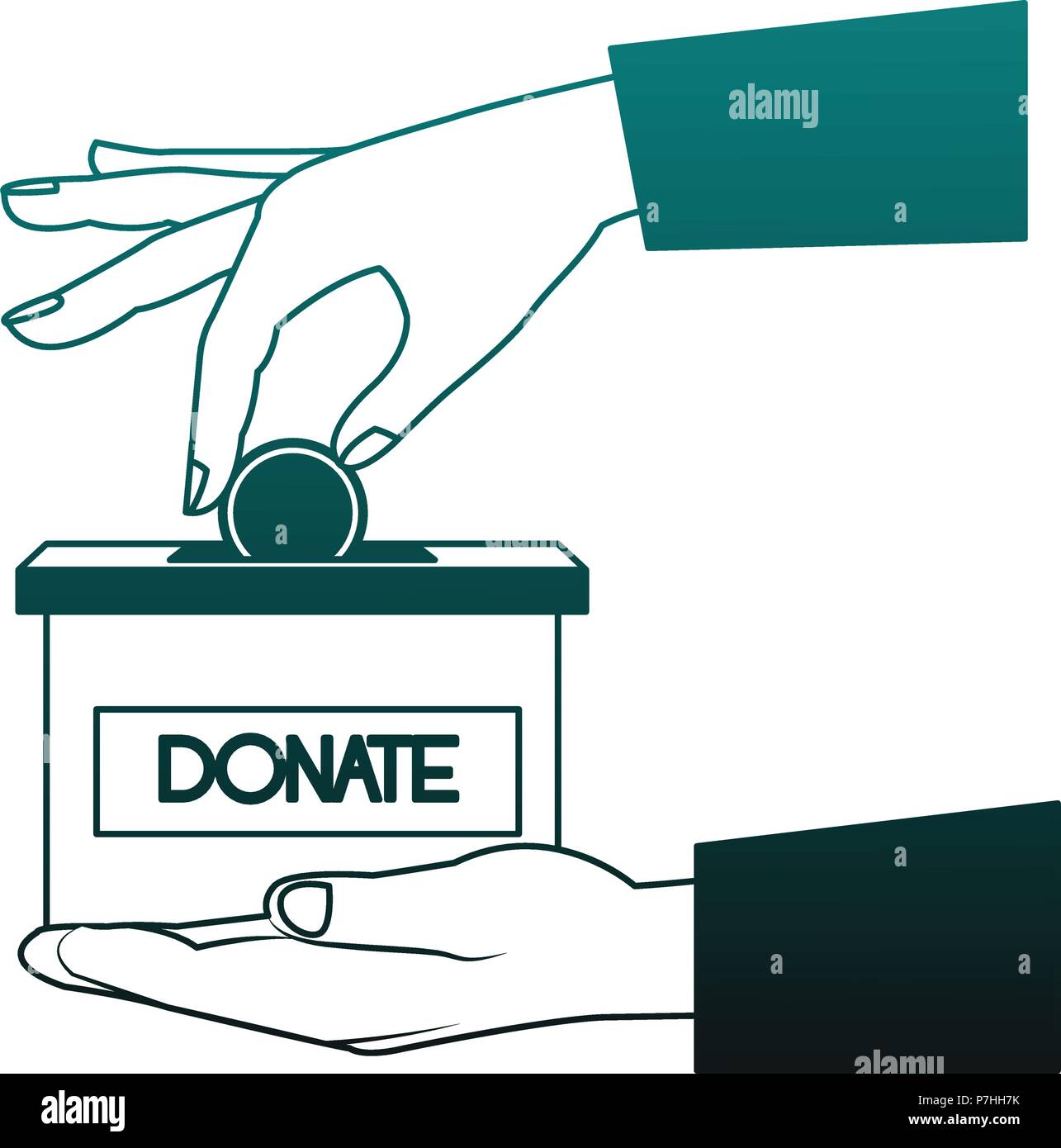 Hand donating coin to box vector illustration graphic design Stock ...