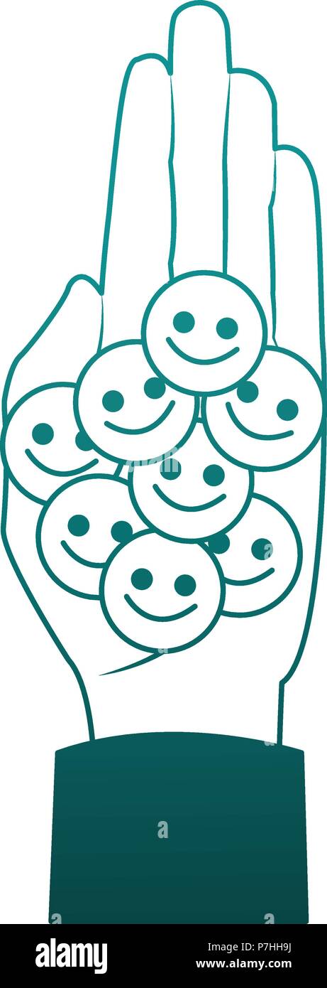 Hand with smile emoticon vector illustration graphic design Stock ...
