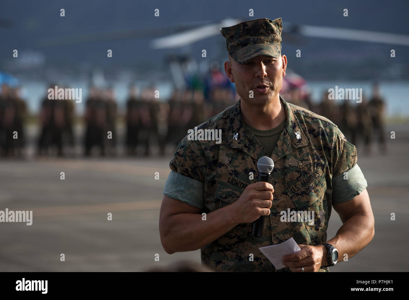U.S. Marine Corps Col. Stephen Lightfoot, on-coming commanding officer ...