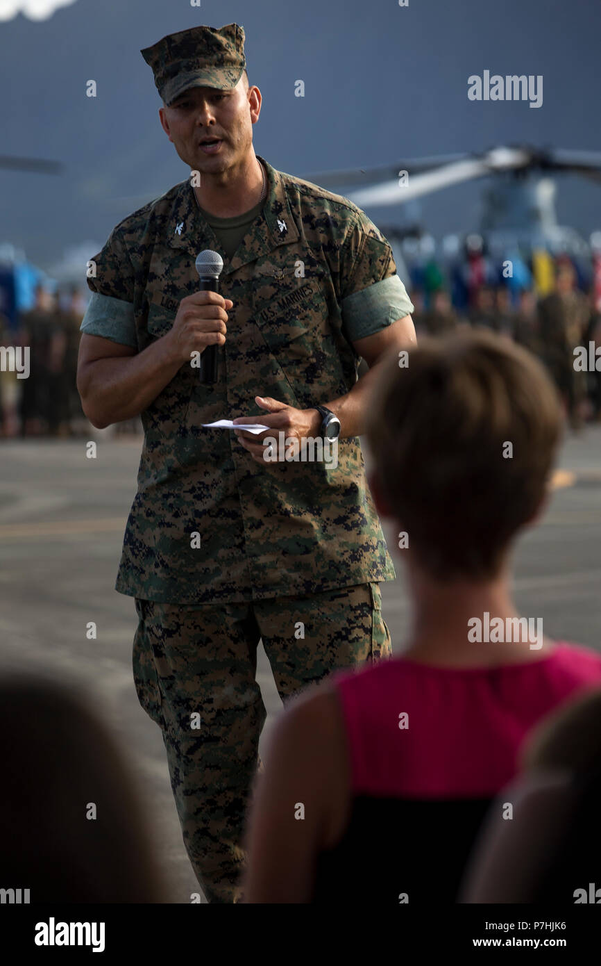 U.S. Marine Corps Col. Stephen Lightfoot, on-coming commanding officer ...