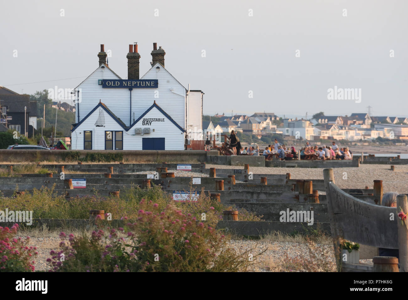 Old Neptune 19th-century pub at Whitstable beach, Kent, England Stock ...
