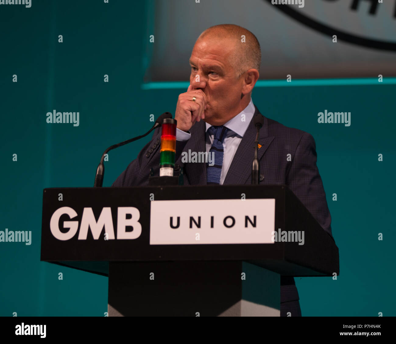 Tim Roache, GMB General Secretary, delivers his keynote speech at the GMB union’s 101st congress ...