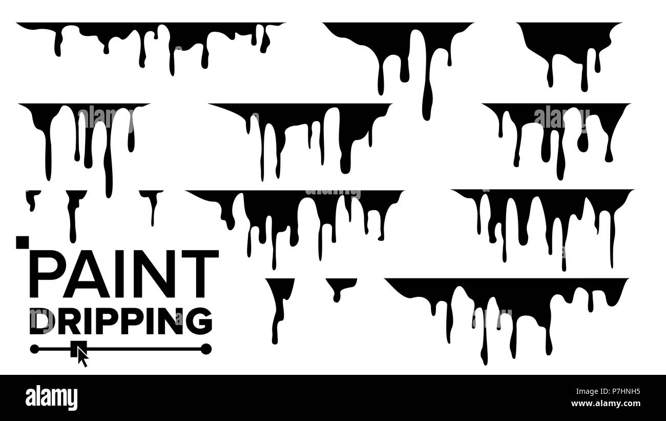 Paint Dripping Liquid Vector. Abstract Current Drops. Ink, Blood ...