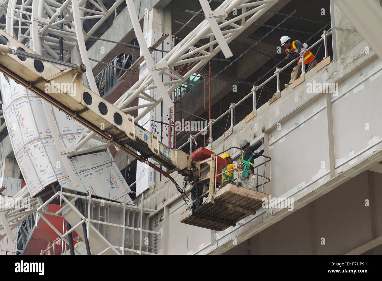 Construction work on the new elevated train system around Malaysia's ...