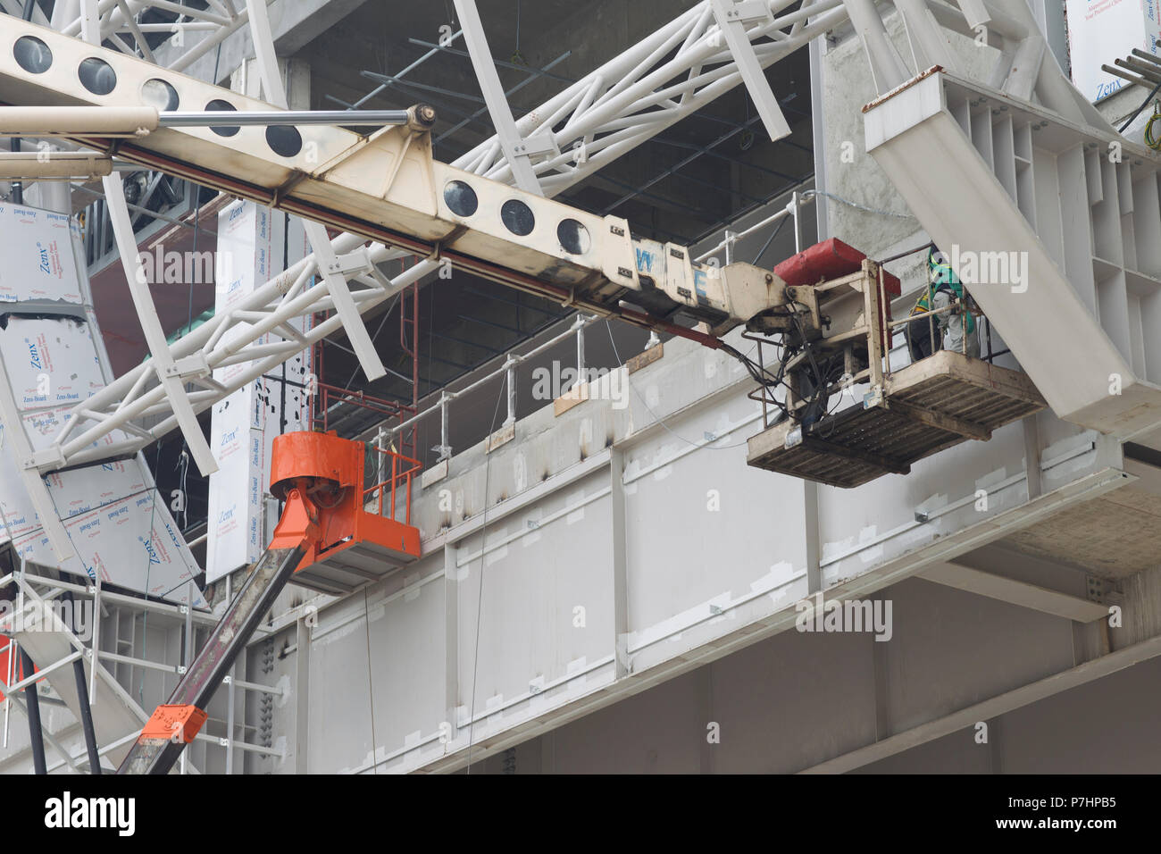 Construction work on the new elevated train system around Malaysia's ...