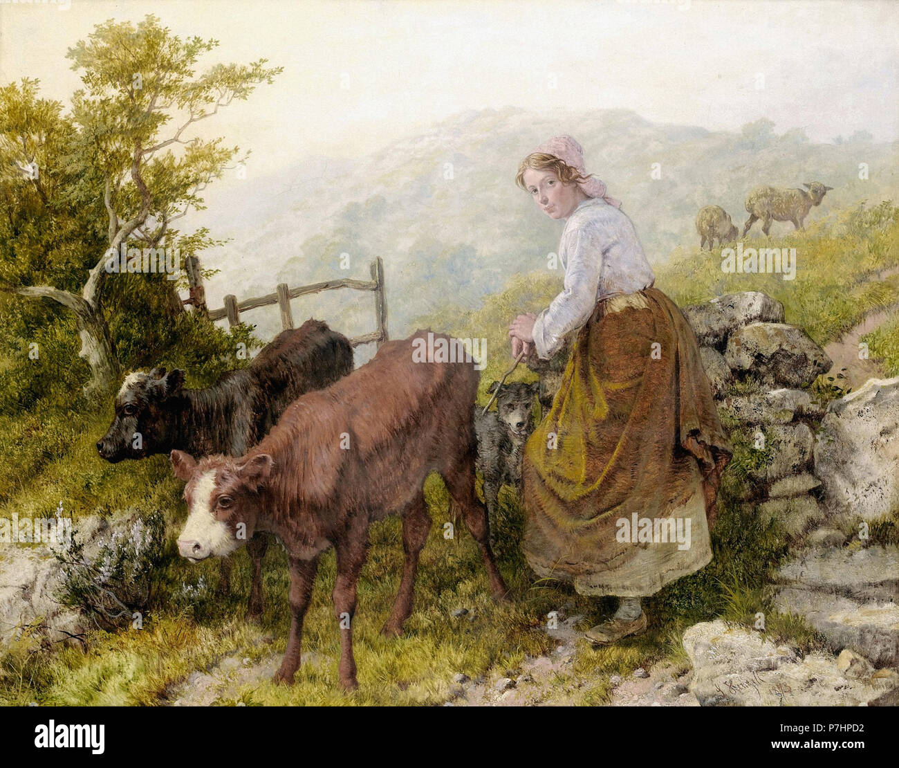 Henzell Isaac - the Young Cow Girl Stock Photo - Alamy