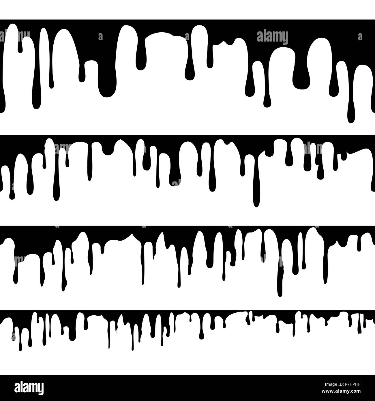Paint Dripping Liquid Vector. Horizontal Seamless. Abstract Ink, Paint ...