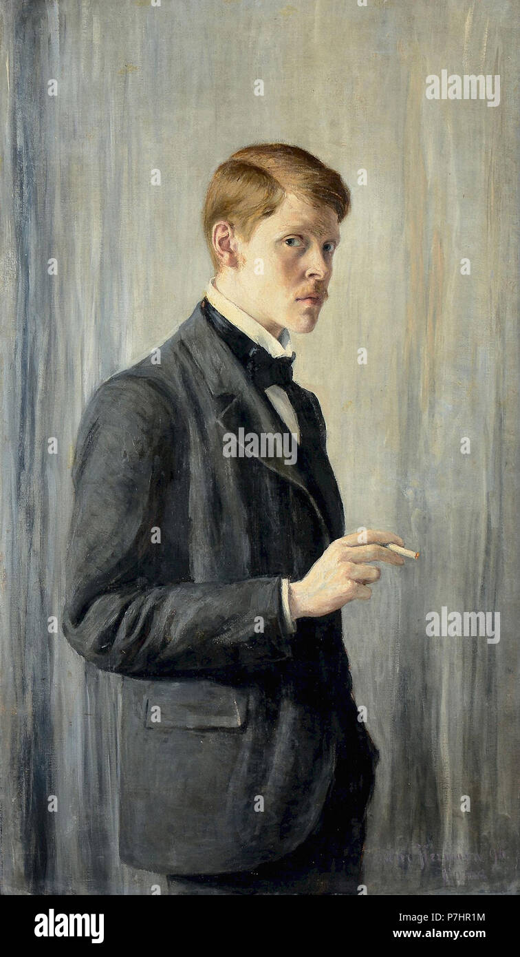 Hermann-Lamb Oscar - Portrait of a Young Man with Cigarette Stock Photo ...
