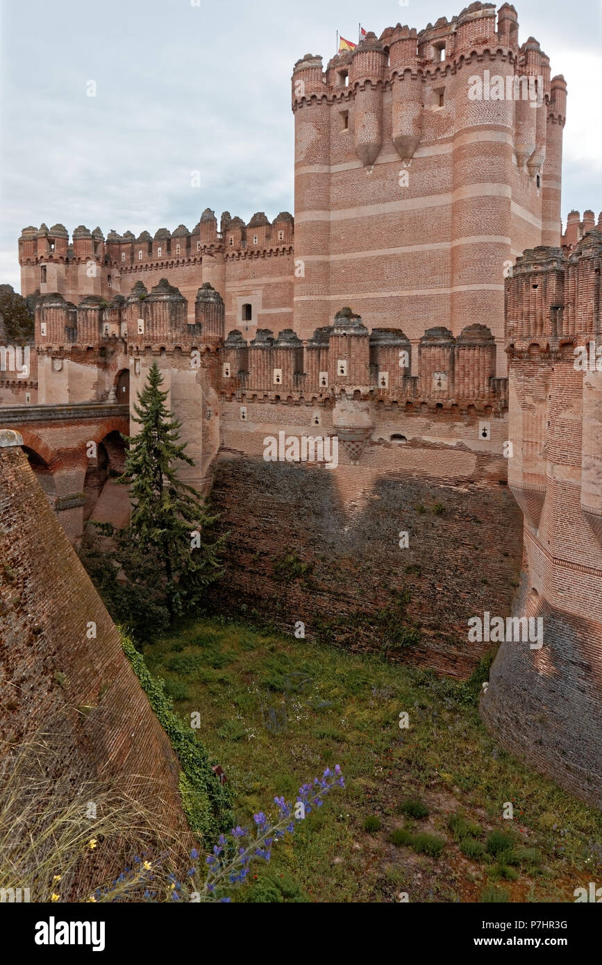 Coca, Segovia, Spain - June 09, 2018: Gothic Mudejar castle of the ...