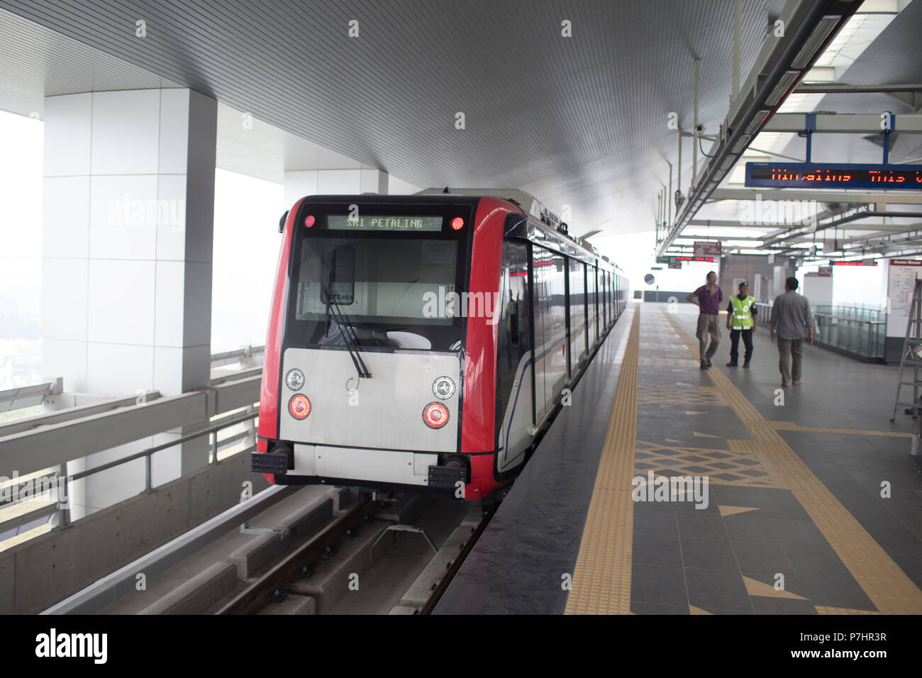 Construction work on the new elevated train system around Malaysia's ...