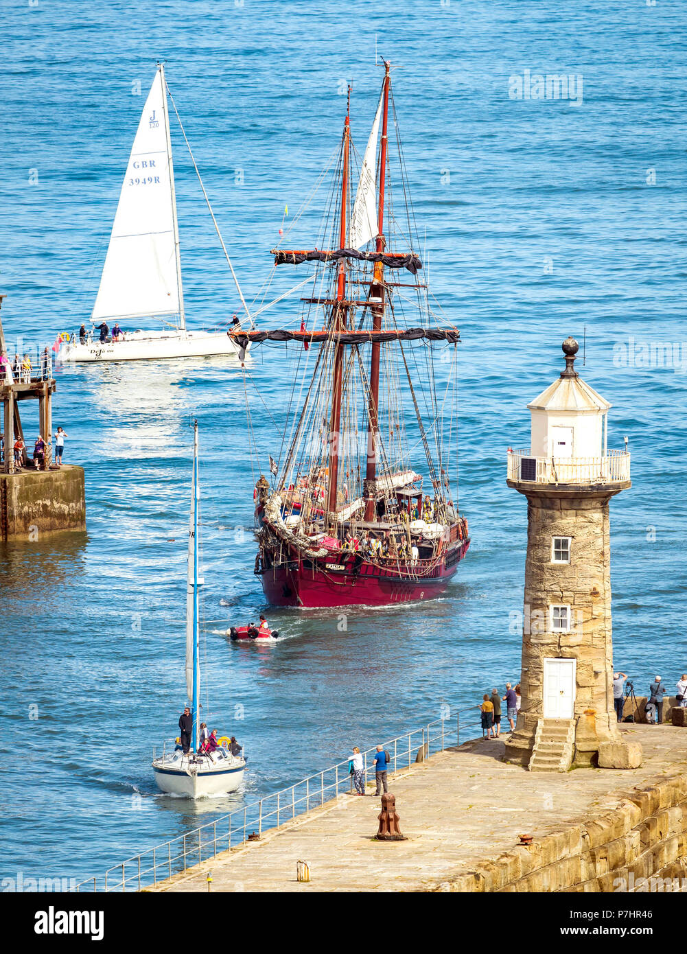 Tall ship, the Atyla sails into Whitby harbour ahead of this weekend's ...