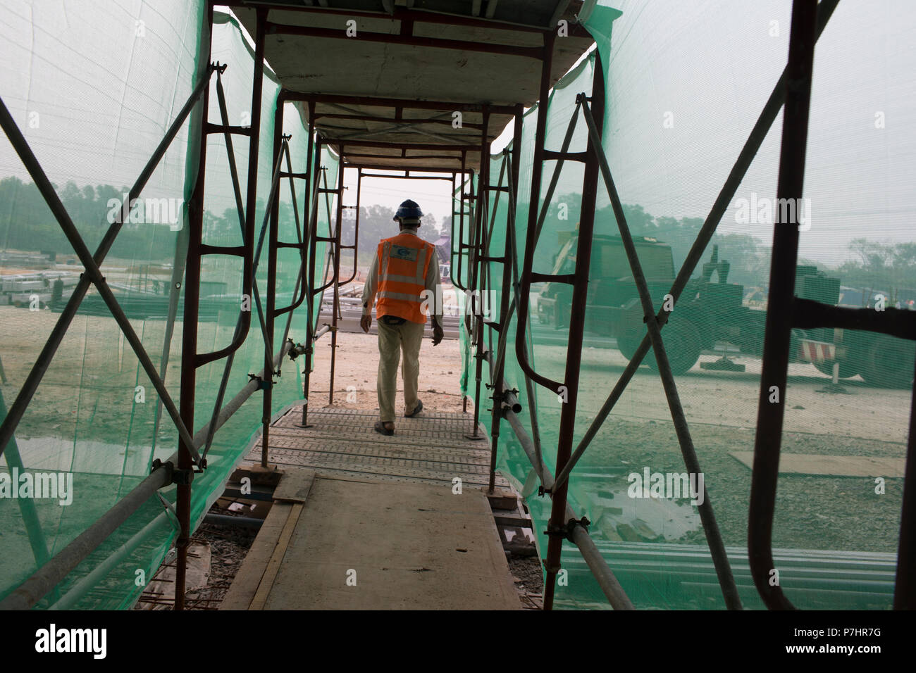 Construction work on the new elevated train system around Malaysia's ...