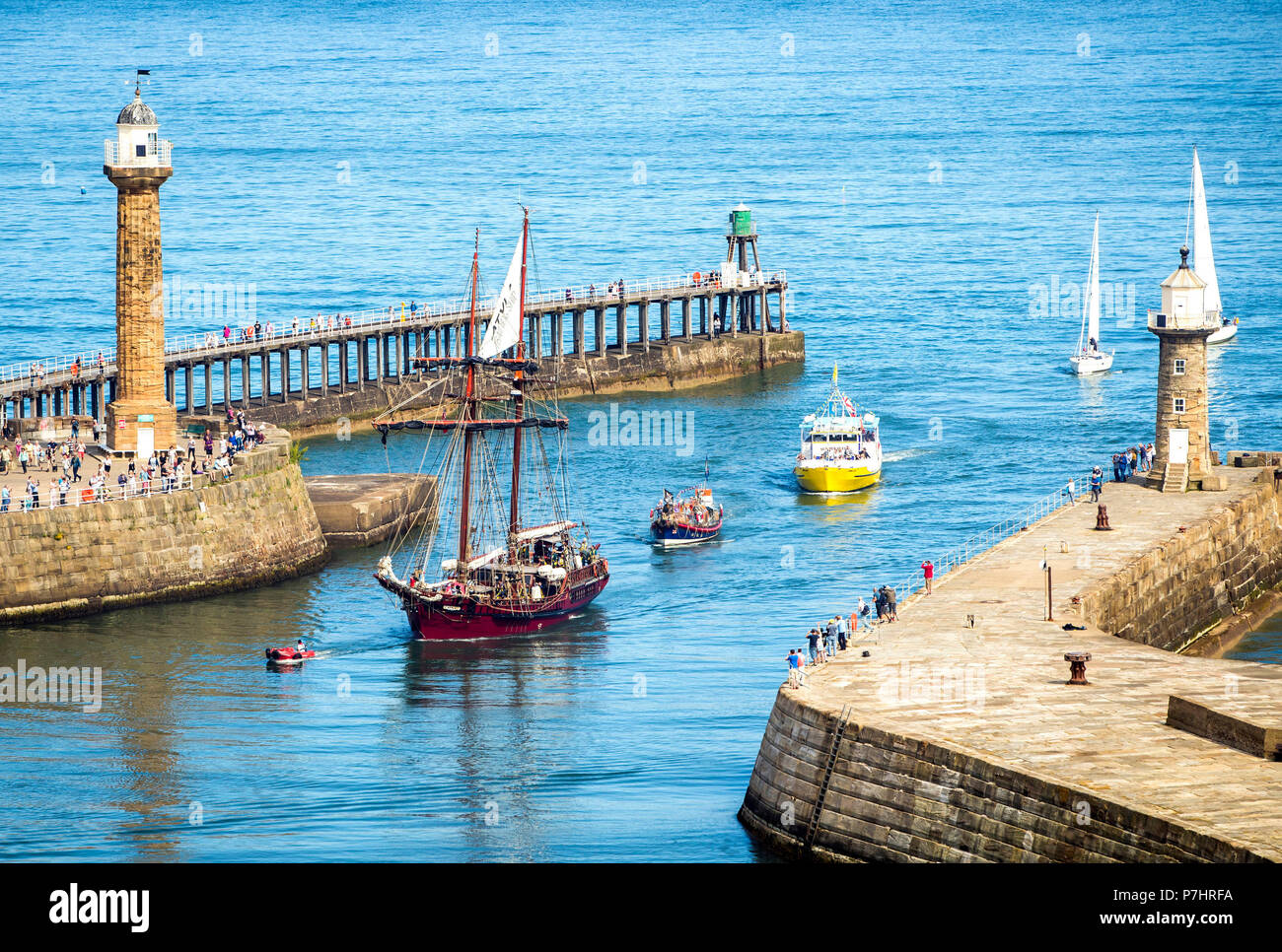 Tall ship, the Atyla sails into Whitby harbour ahead of this weekend's ...