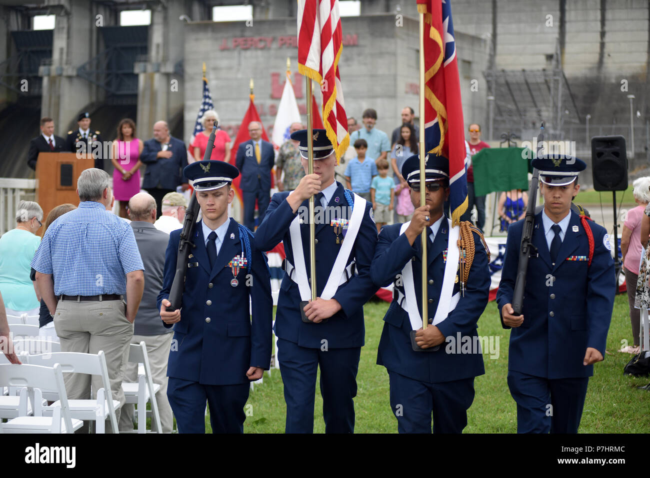 The Color Guard from McGavock High School Air Force Junior ROTC Unit TN ...
