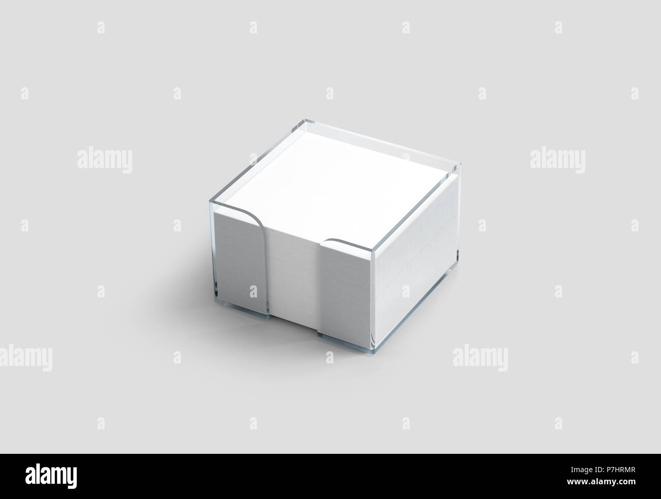 Blank white note paper cube plastic holder mockup, clipping path, 3d ...