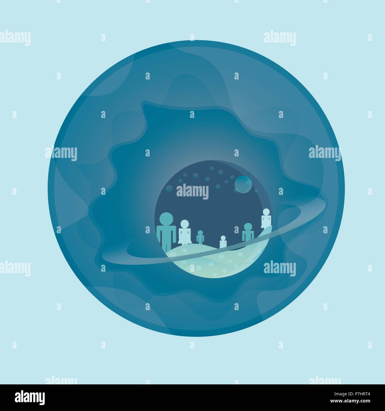 Flat planet, abstract concept of the planet. Fantastic world. Vector ...