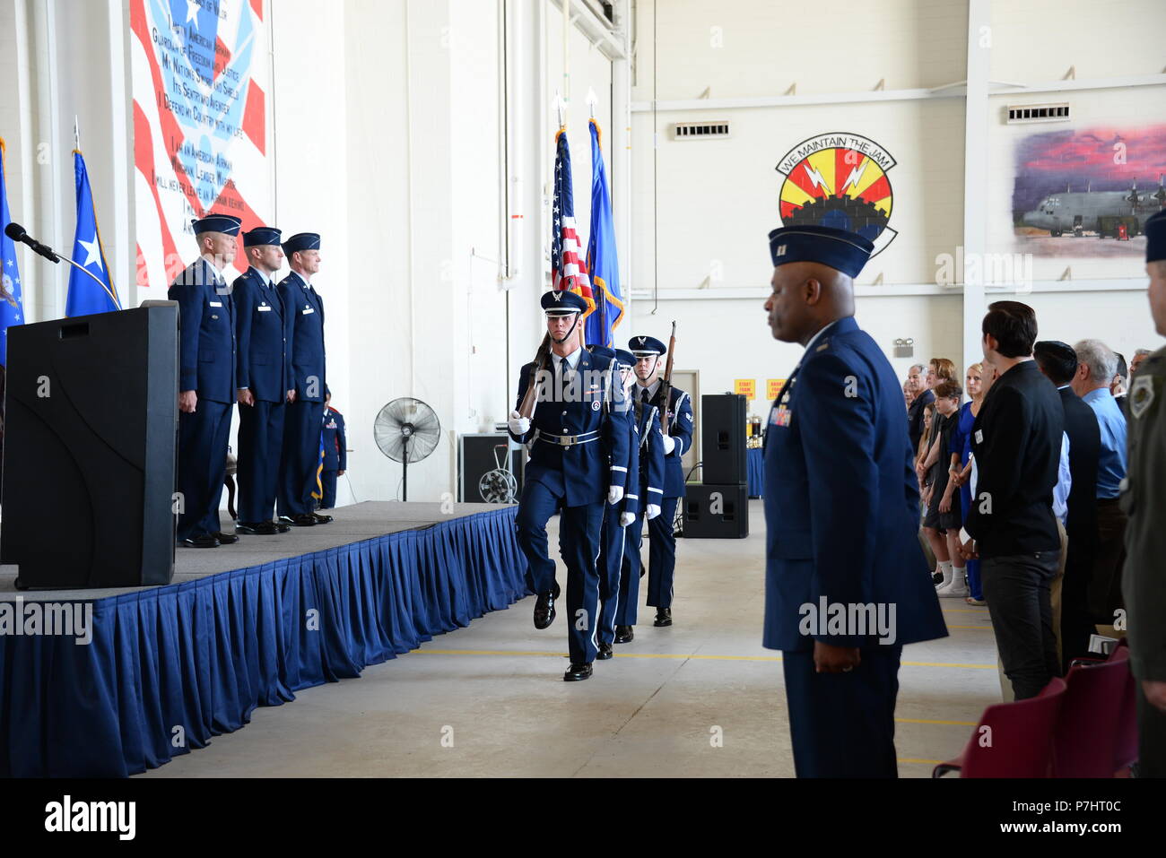 Davis-Monthan Air Force Base Honor Guard presents the colors during a ...
