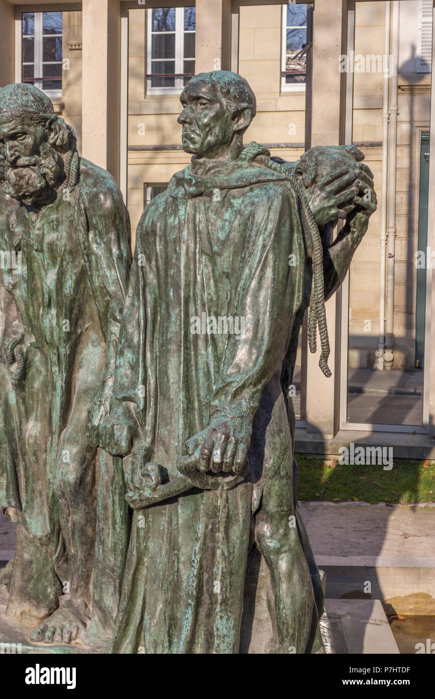 Paris, France - January 20, 2017: The Burghers of Calais monument by ...