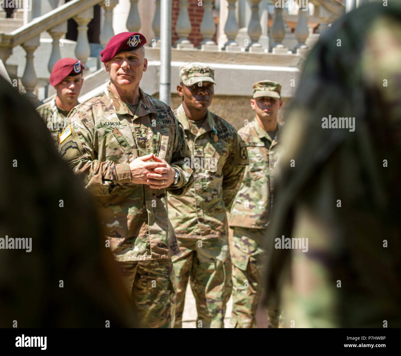 U. S. Army Lt. Gen. Paul J. LaCamera, talks to the audience in the Best ...