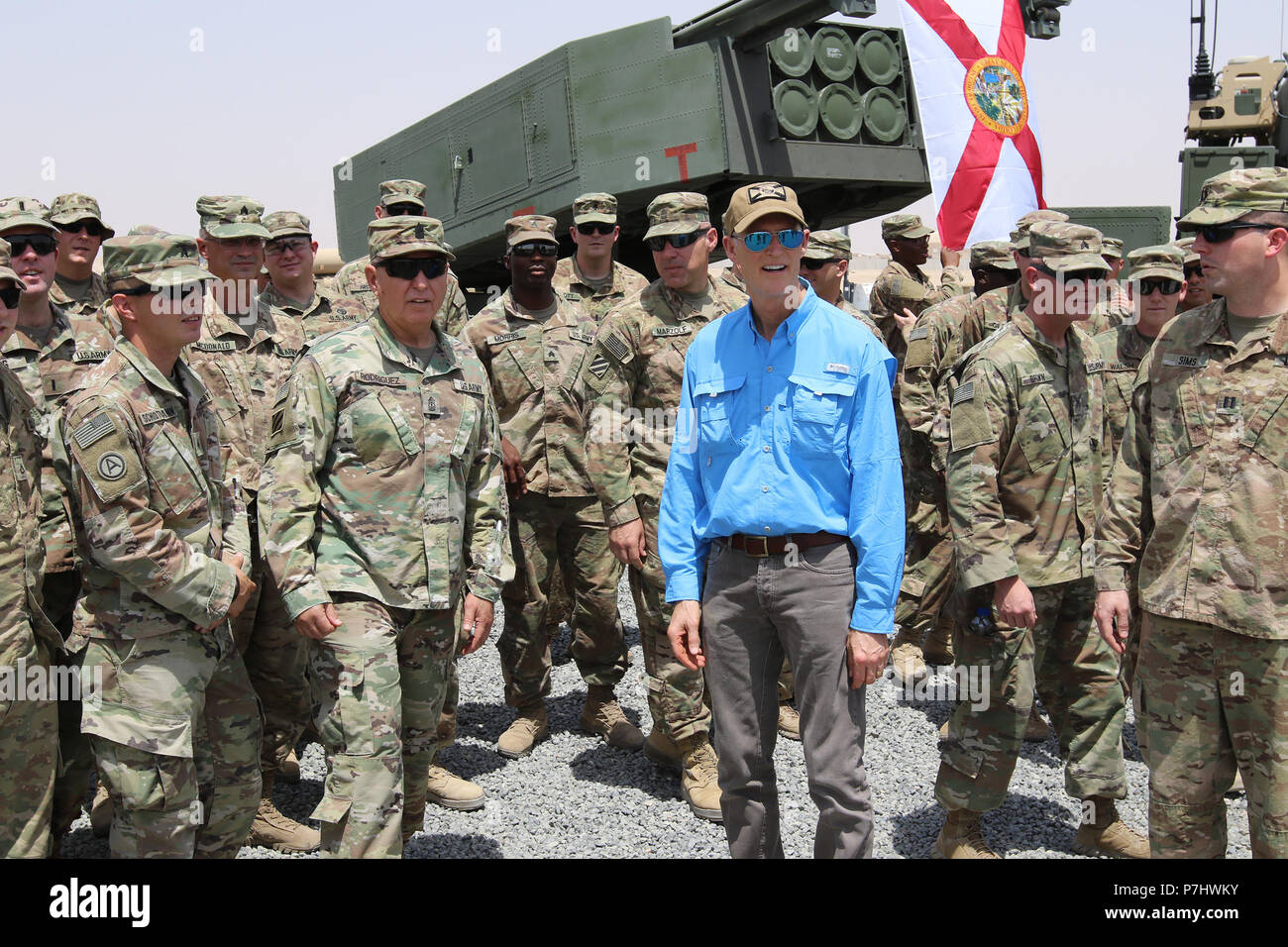 CAMP BUEHRING, Kuwait — Florida Gov. Rick Scott meets Florida National ...
