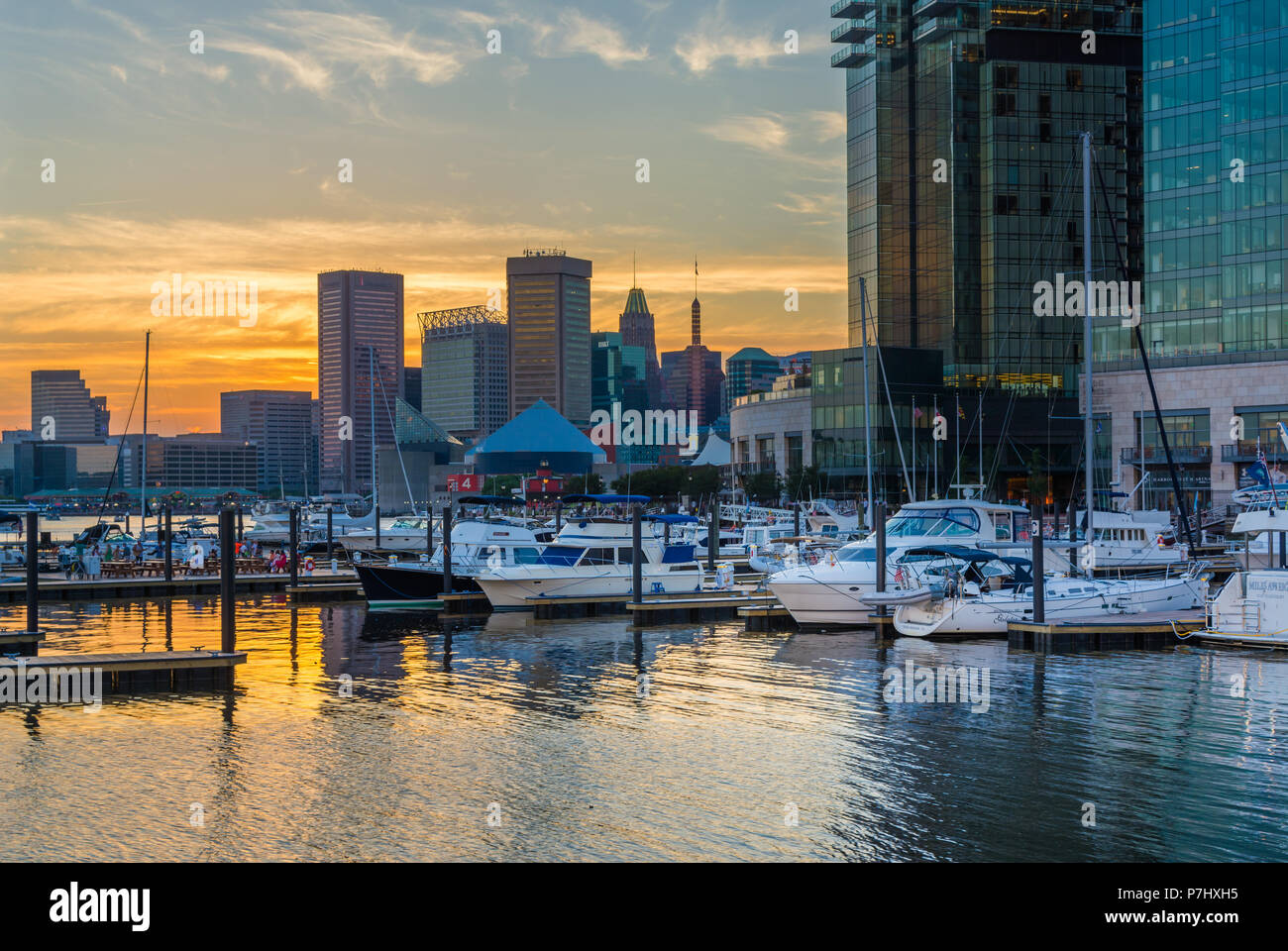 The Inner Harbor at sunset, in Baltimore, Maryland Stock Photo - Alamy