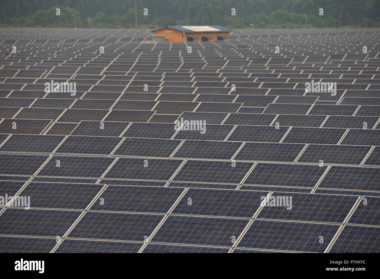 A field of solar panels south of Kuala Lumpur, Malaysia, The panels are ...