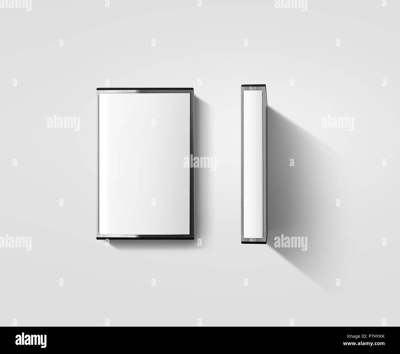 Blank cassette tape box design mockup, isolated, profil side view ...