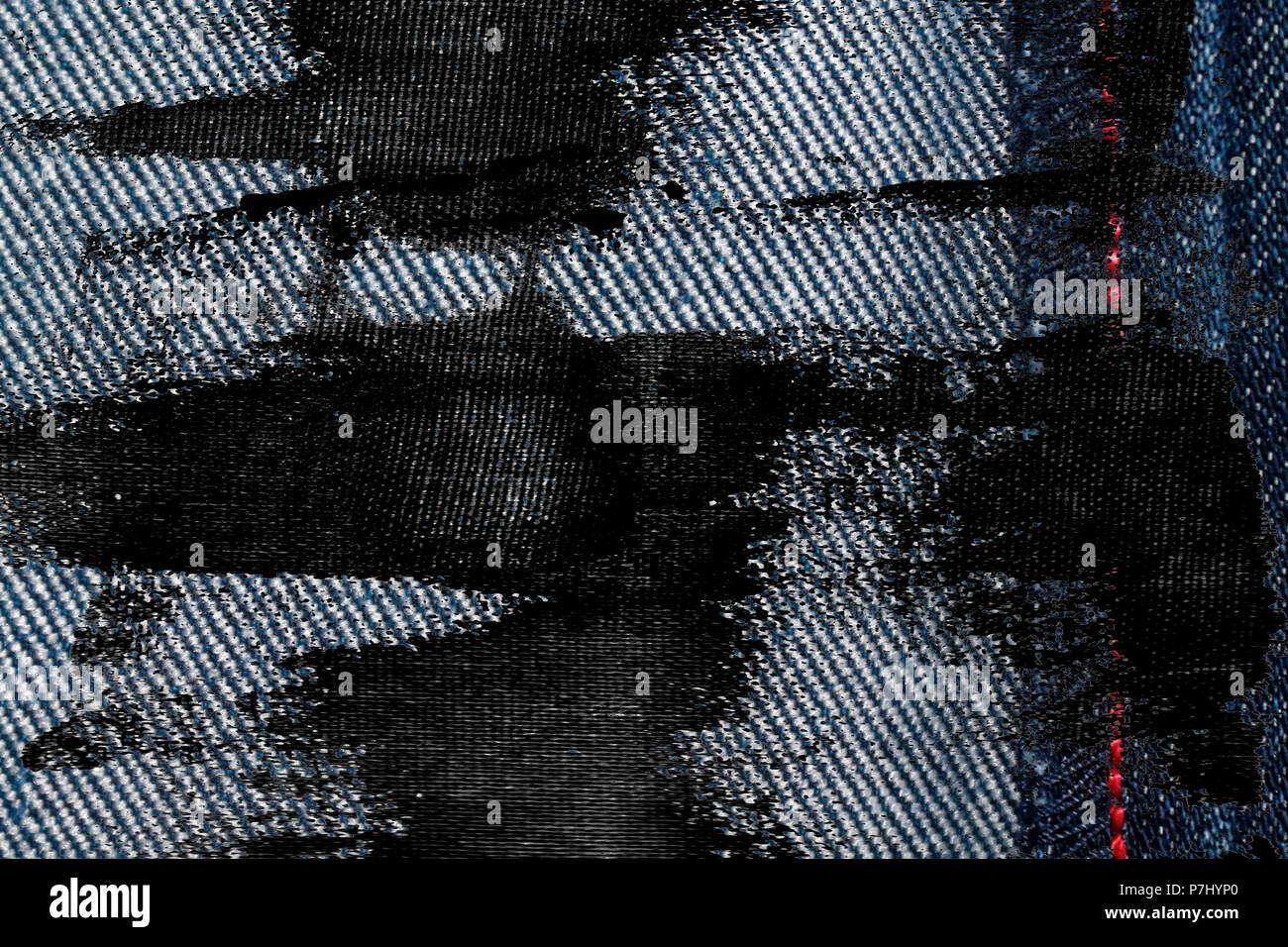 Grunge dirty Denim texture with red seam for jeans background Stock ...