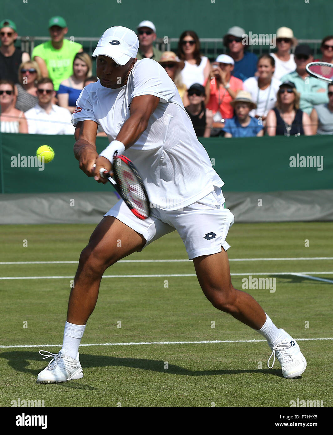 Jay Clarke during the doubles on day five of the Wimbledon ...