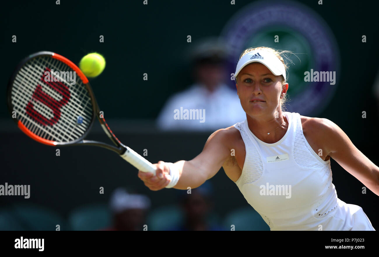 Kristina Mladenovic in action on day five of the Wimbledon ...