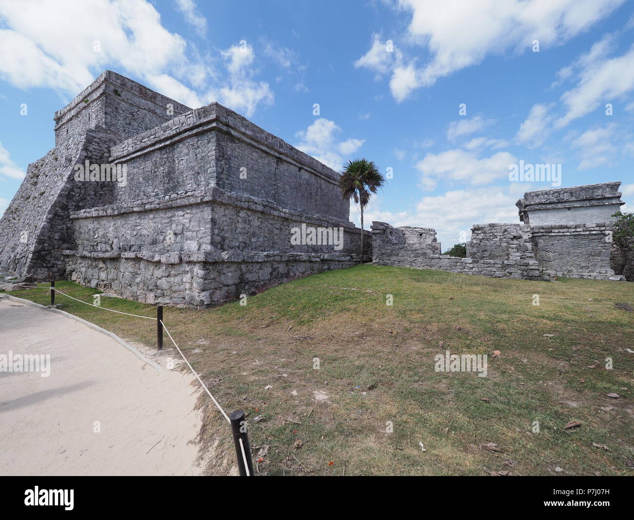 Ancient ruins of mayan temple god of winds in mexican city of Tulum in ...