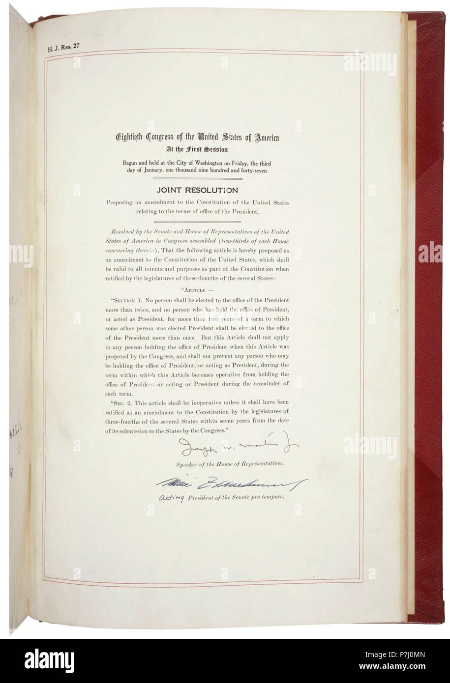 22nd amendment hi-res stock photography and images - Alamy