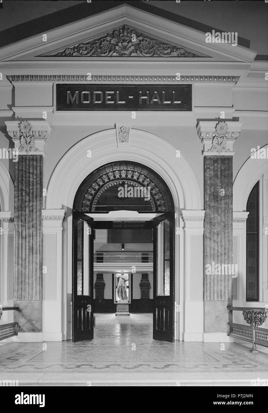 23. INTERIOR, MODEL HALL, ENTRANCE AS SEEN FROM STAIR LANDING Stock ...