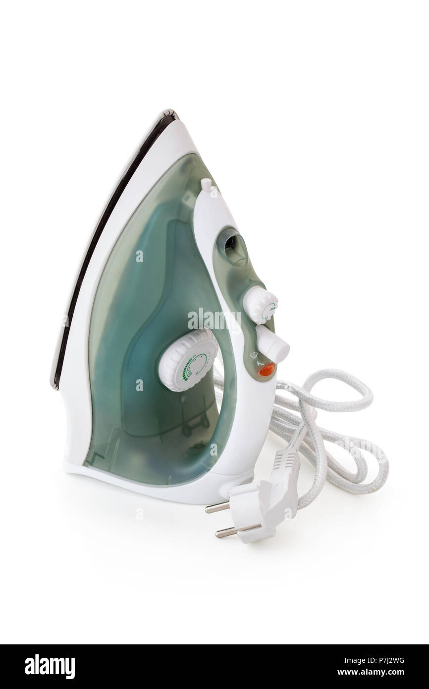 Modern electric iron isolated on white background Stock Photo - Alamy