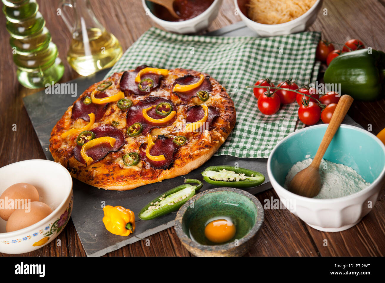 Pizza cooking ingredients Stock Photo - Alamy