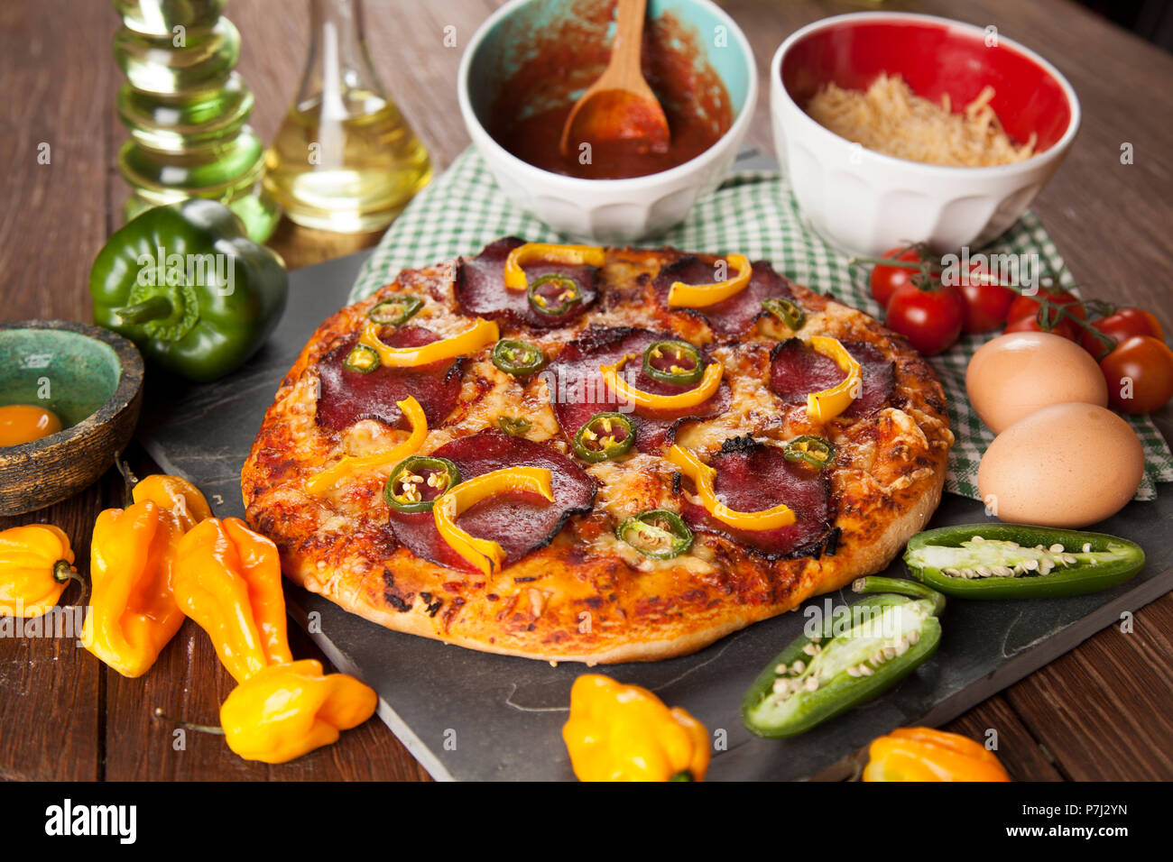 Pizza cooking ingredients Stock Photo - Alamy