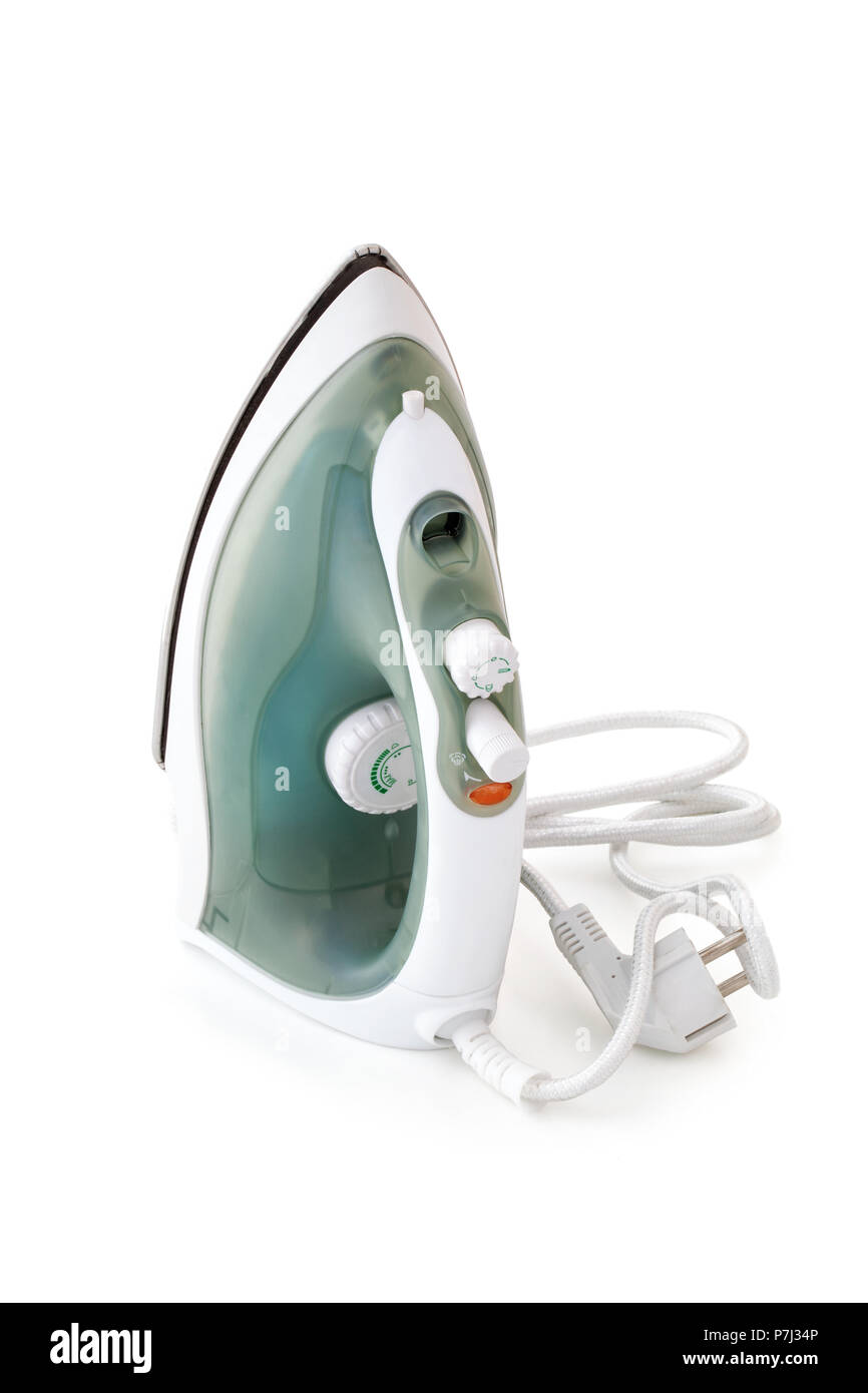 Modern electric iron isolated on white background Stock Photo - Alamy