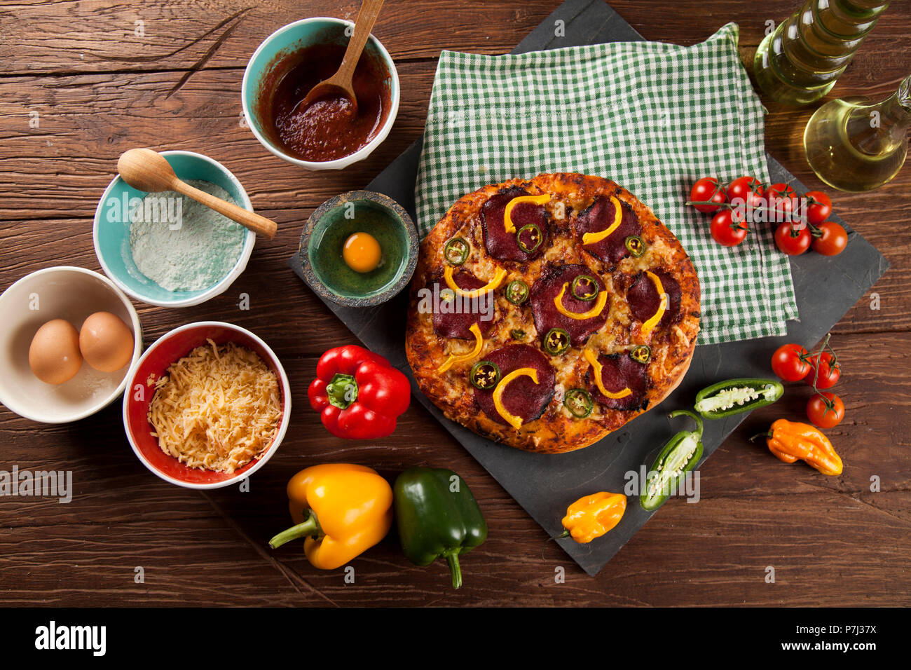 Pizza cooking ingredients Stock Photo - Alamy