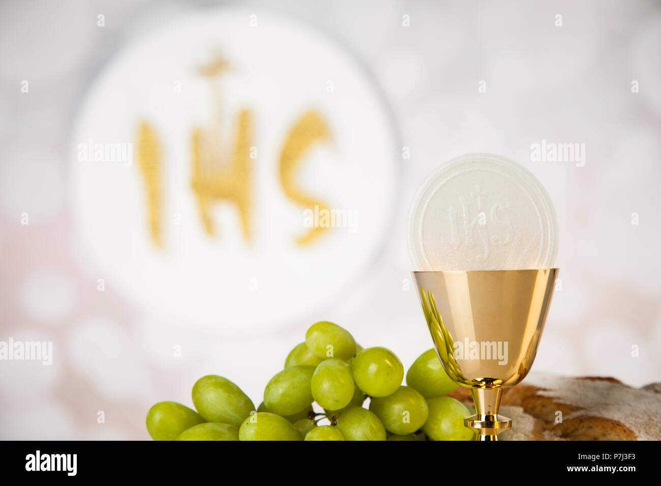 Holy communion elements on white background Stock Photo - Alamy