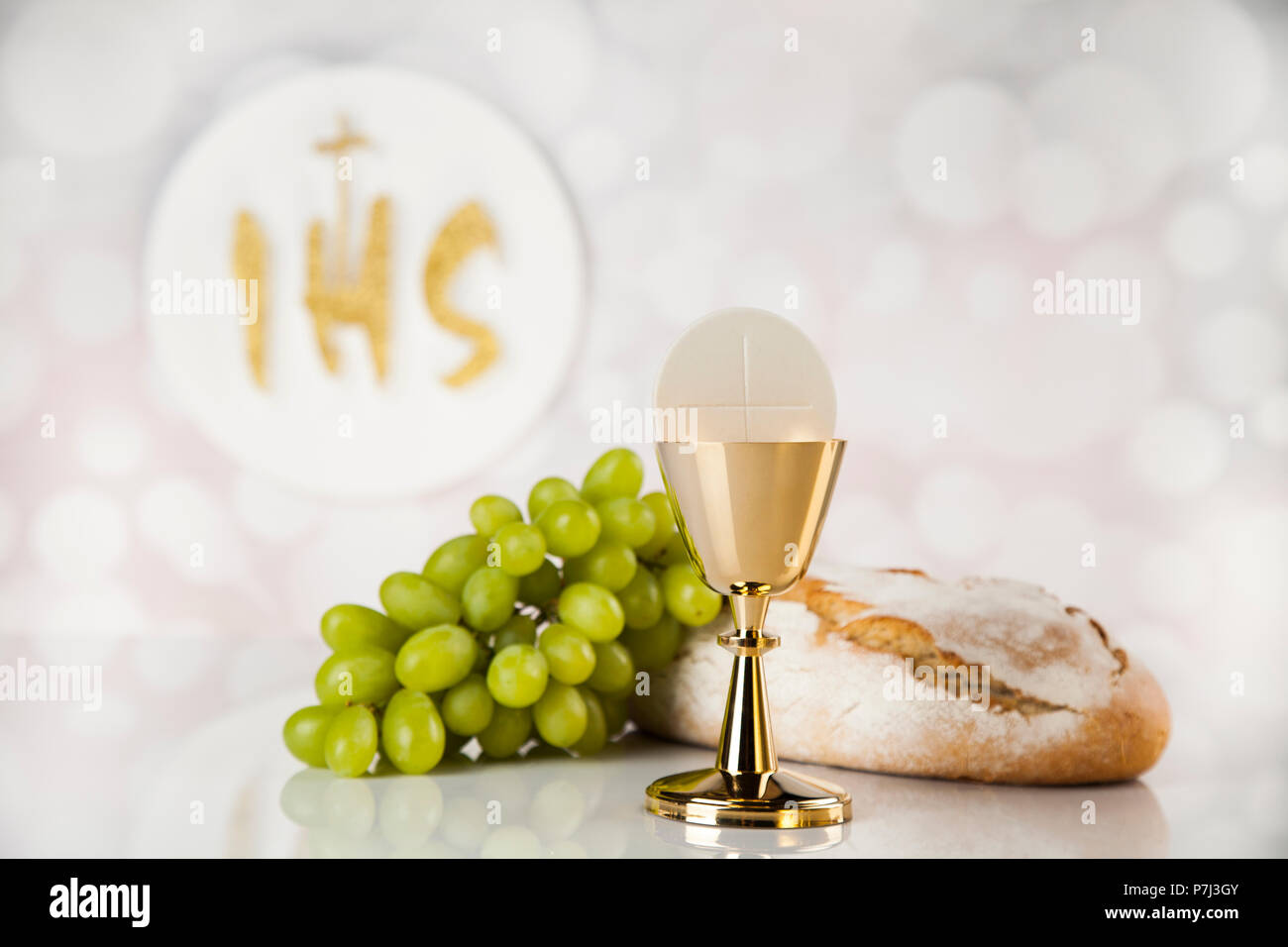 Holy communion elements on white background Stock Photo - Alamy