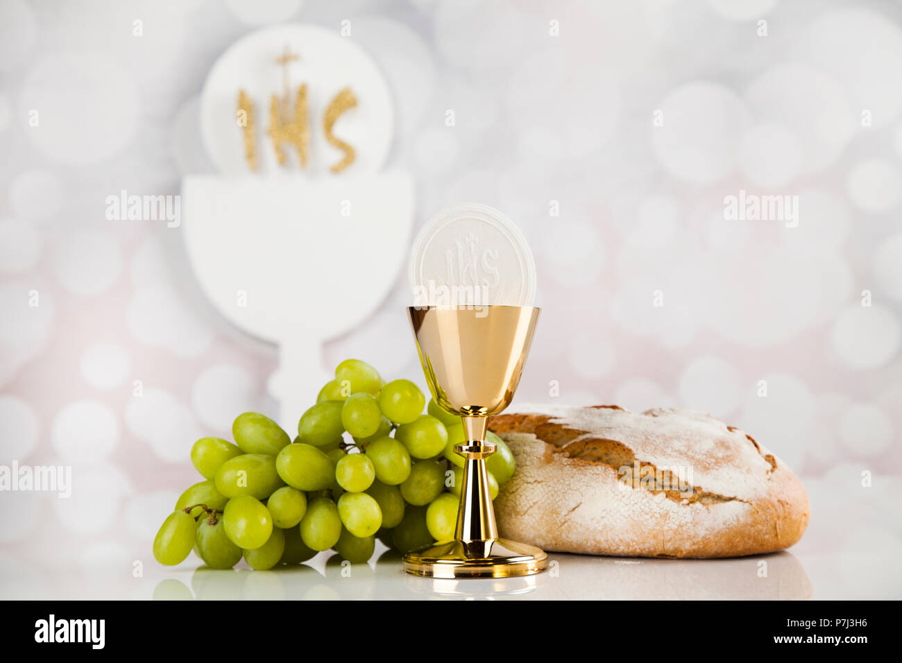 Holy communion elements on white background Stock Photo - Alamy